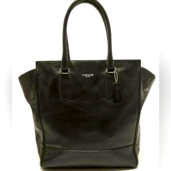 Coach | Bags | Coach Black Leather Tanner Tote Soft Leather Fit A ...